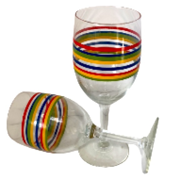 Libbey | Dining | Vintage Libbey Rainbow Striped Wine Water Stem ...